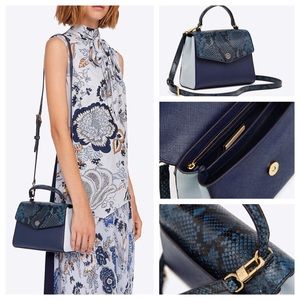 Tory Burch | Bags | Tory Burch Blue Snake Embossed Crossbody Bag Nwt ...